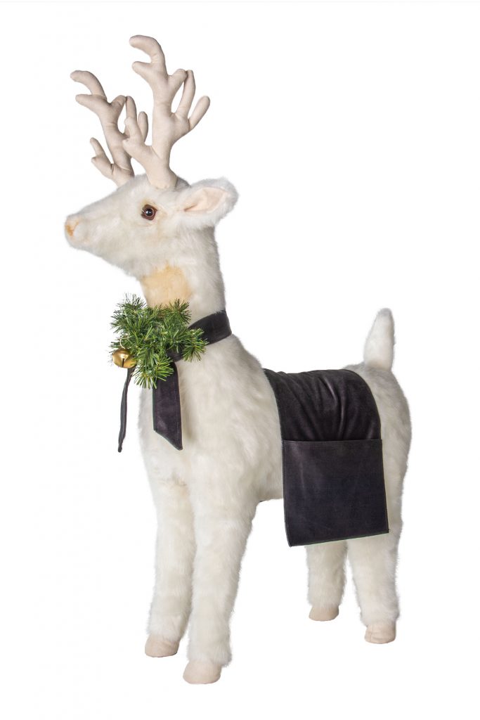 White Reindeer Footrest Charcoal Trim - Ditz Designs by The Hen House