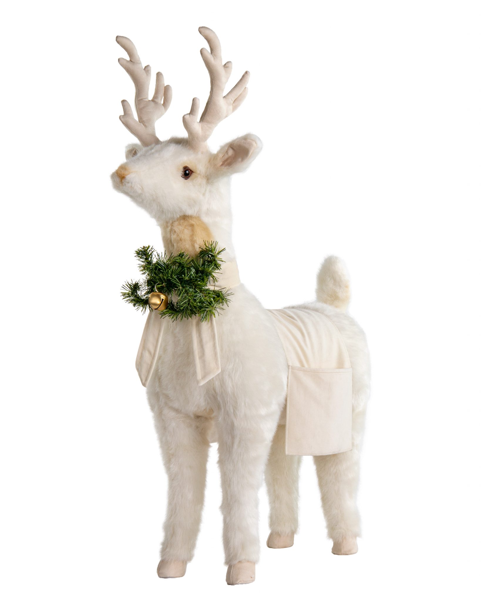 White Reindeer Footrest Ivory Trim - Ditz Designs by The Hen House
